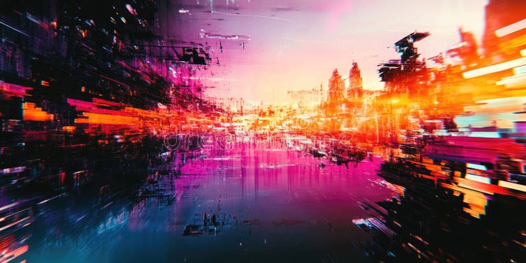 Digital Glitch Effect with Distortion, Broken Pixels, Cyber Distortion ...
