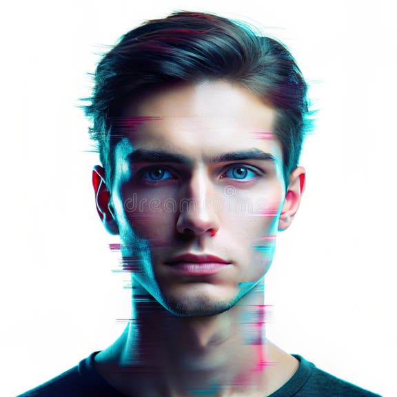Digital Glitch Effect on a Human Face Stock Illustration - Illustration ...