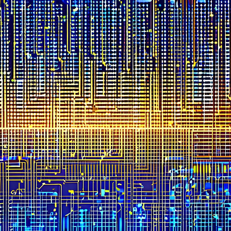 A Digital Glitch Effect Overlaying a Futuristic Circuit Board Pattern ...