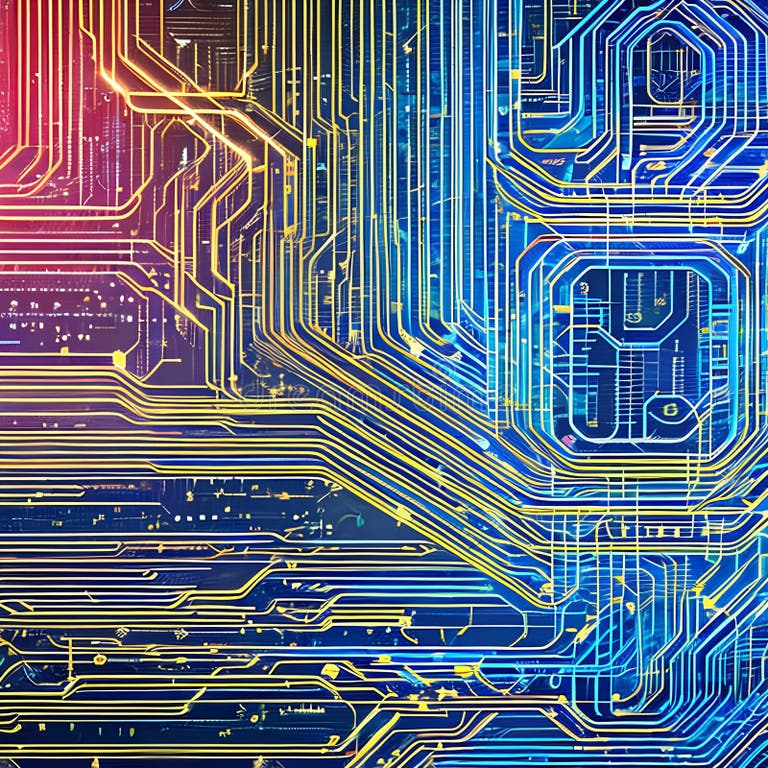 A Digital Glitch Effect Overlaying a Futuristic Circuit Board Pattern ...