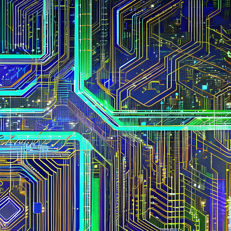 Overlaying Futuristic Circuit Board Design Stock Illustrations – 84 ...