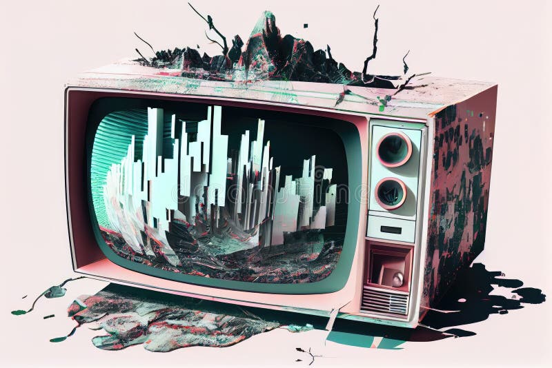A Digital Glitch Effect that Resembles a Broken Television Screen, with ...