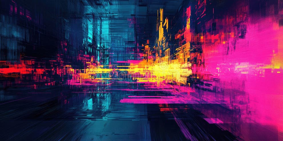 Digital Glitch Effects Creating a Pixel Distortion, Abstract Pixel Art ...