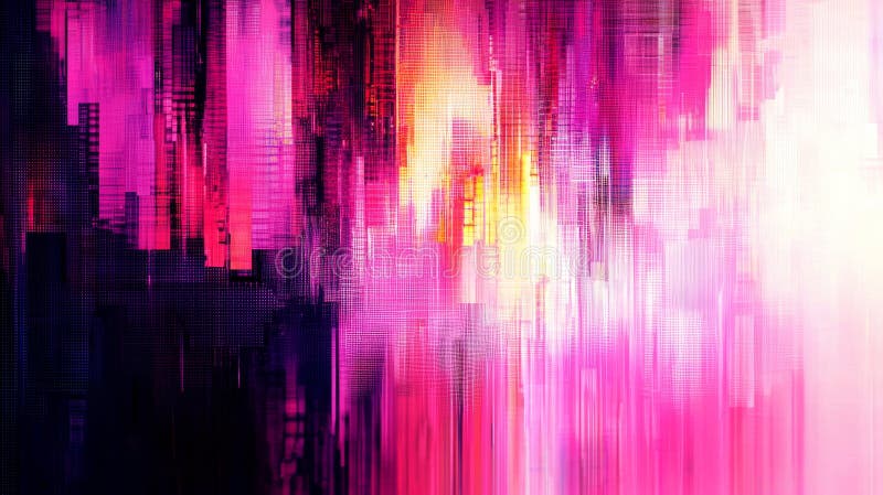 Digital Glitch - Pink and Yellow Pixelated Abstract Art Stock ...