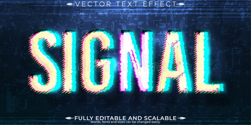 Digital Glitch Text Effect, Editable Signal and Error Text Style Stock ...