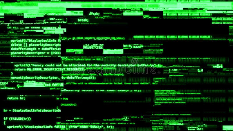 Digital Glitches Distorted Source Code Scrolling Loop Animation. Stock ...