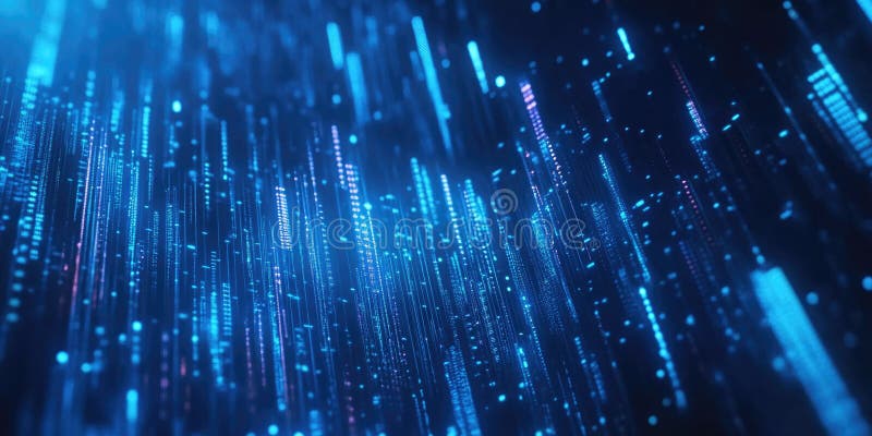 Digital Glitter Stream with Blue Light Effect Stock Photo - Image of ...