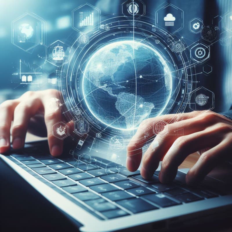 Digital Global Connection Network Technology with Colors, Circuit Board ...