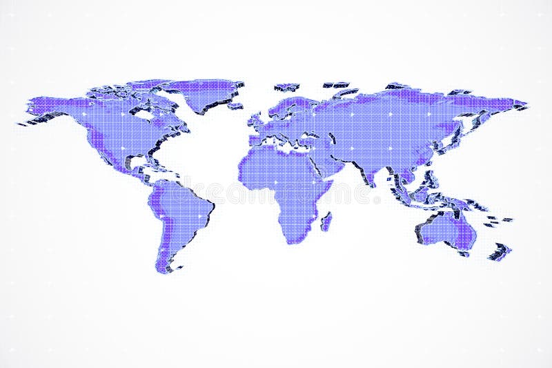 Digital Global Map with a Blue Holographic Texture on a White Gradient ...