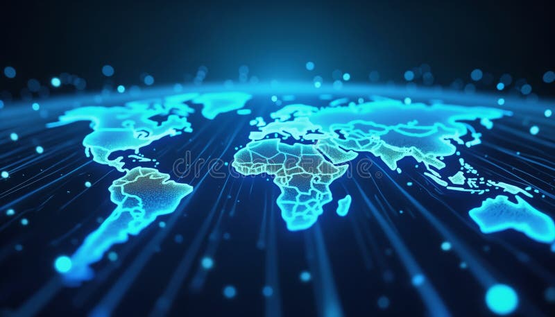 Digital Global Map with Light Effects Stock Illustration - Illustration ...