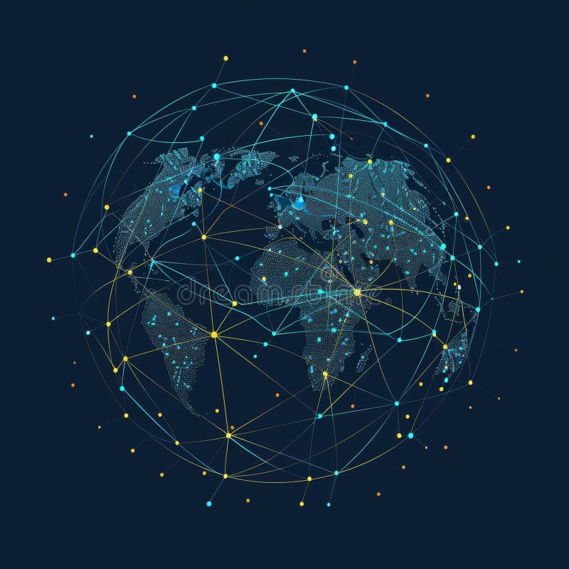 Digital Global Network Concept with Connected Dots and Lines Stock ...