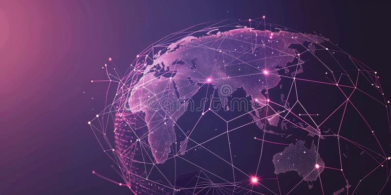 Digital Global Network Concept with Connected Lines and Dots Stock Illustration - Illustration ...