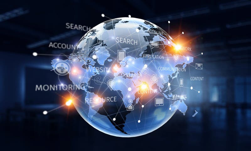 Global Communication and Networking. Mixed Media Stock Illustration ...