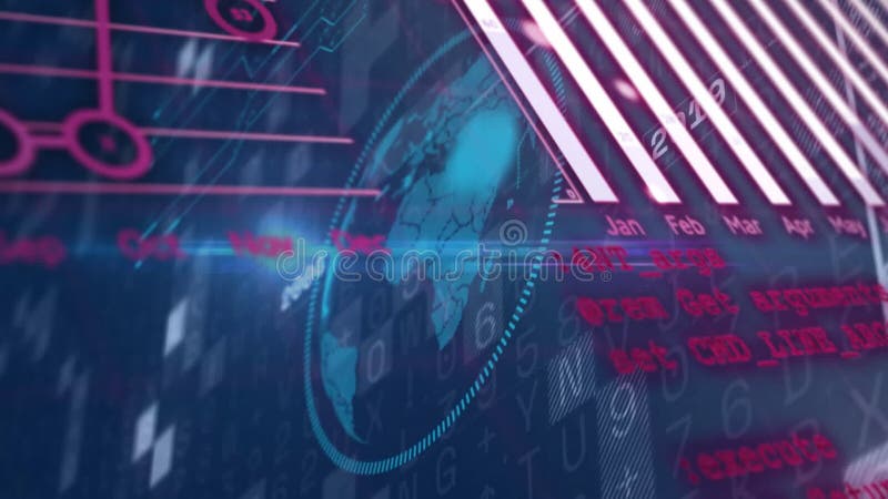 Digital Globe and Binary Code with Financial Data Processing Animation Stock Video - Video of ...