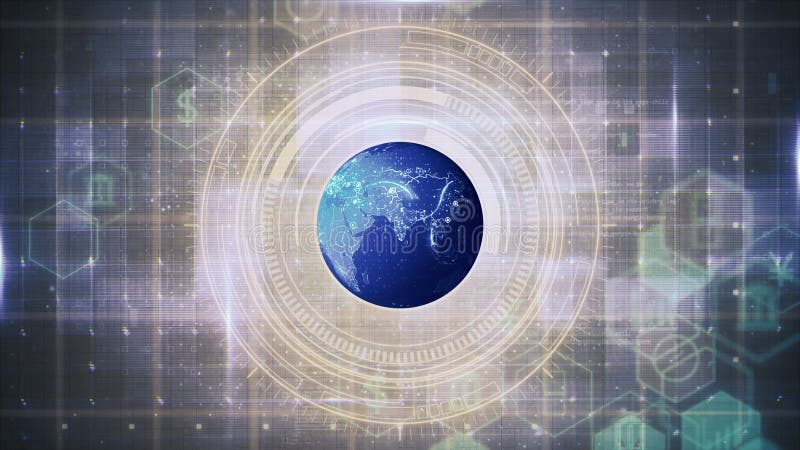 Digital Globe with Binary Code and HUD Animation Stock Video - Video of animation, neon: 318950591