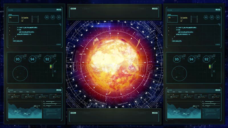 Digital Globe with Binary Code and HUD Animation Stock Video - Video of globe, cyberspace: 324163127