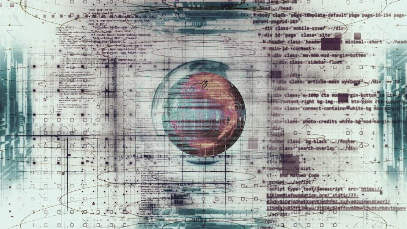 Digital Globe with Binary Code and HUD Animation Stock Video - Video of ...