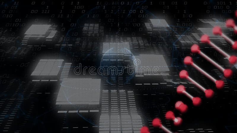 Digital Globe With Binary Code And Molecular Structure Animation On