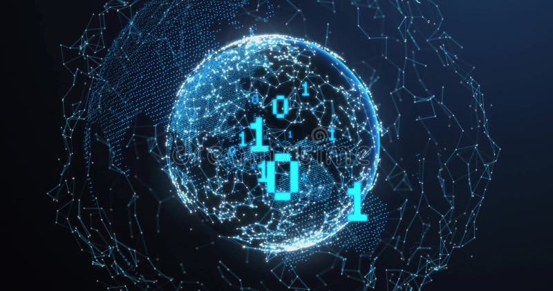 Digital Globe with Binary Code and Network Connections Animation Stock Video - Video of ...