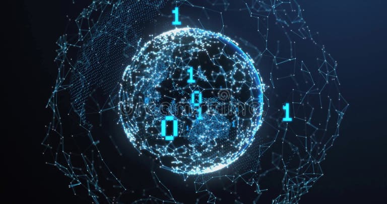 Digital Globe with Binary Code and Network Connections Image Stock Illustration - Illustration ...