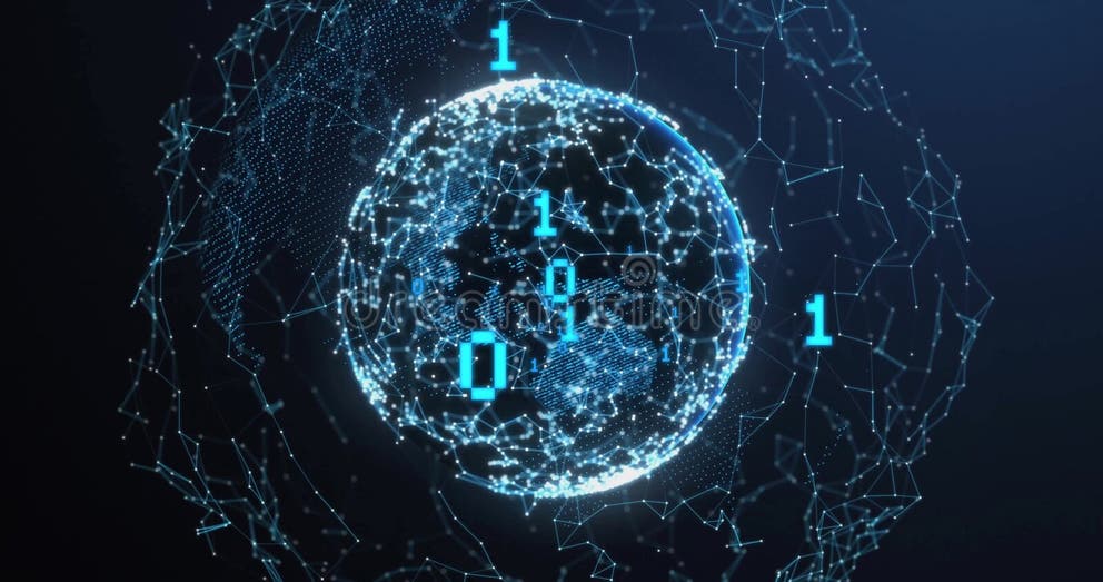 Digital Globe with Binary Code and Network Connections Image Stock Illustration - Illustration ...