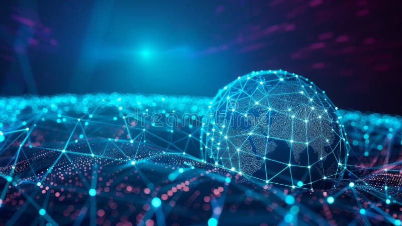 A Digital Globe with Blue Interconnected Data Points. Global ...