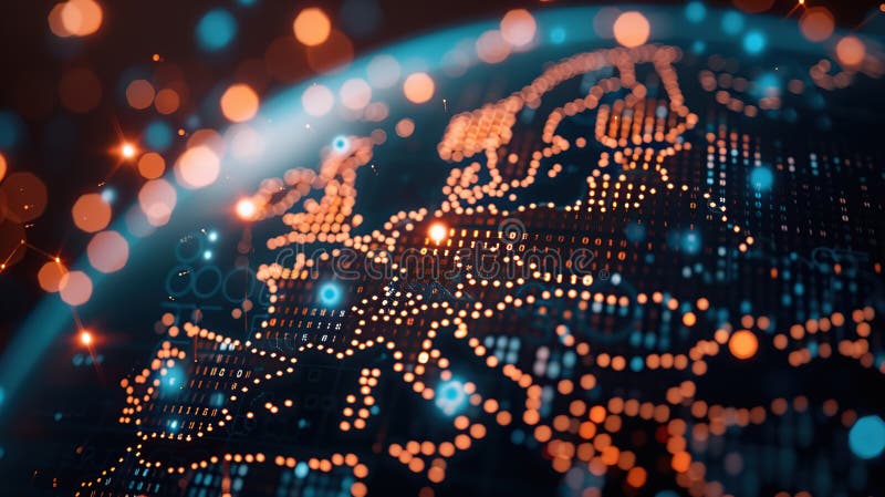 Digital Globe with Bright Lights Stock Illustration - Illustration of ...