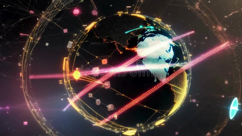 Digital Globe with Code on Blue Background Representing Global ...