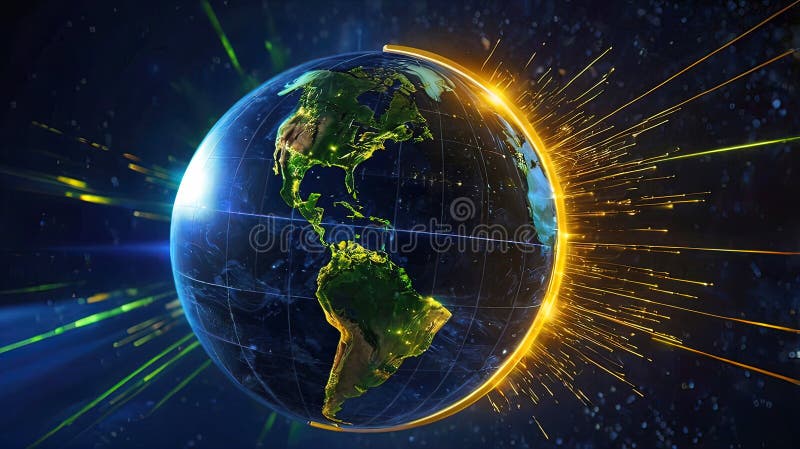 Digital Globe with the Concept of Global Network and Communication on ...