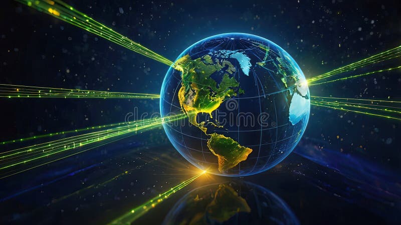 Digital Globe with the Concept of Global Network and Communication on ...