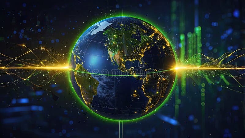 Digital Globe with the Concept of Global Network and Communication on ...