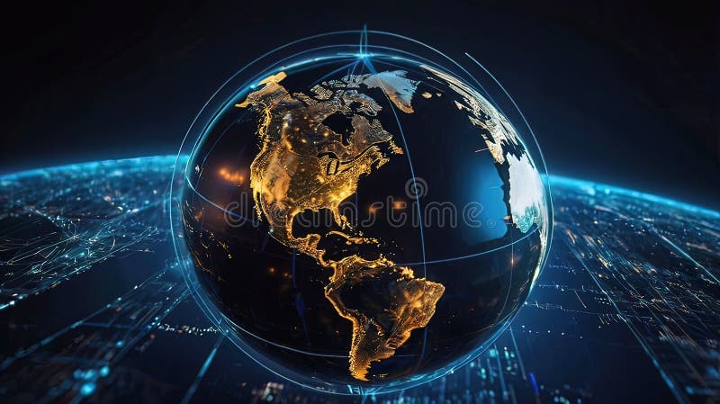 Digital Globe with the Concept of Global Network and Communication on ...