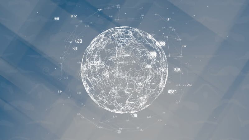 Digital Globe with Connecting Lines and Numbers, Data Network Animation Stock Footage - Video of ...