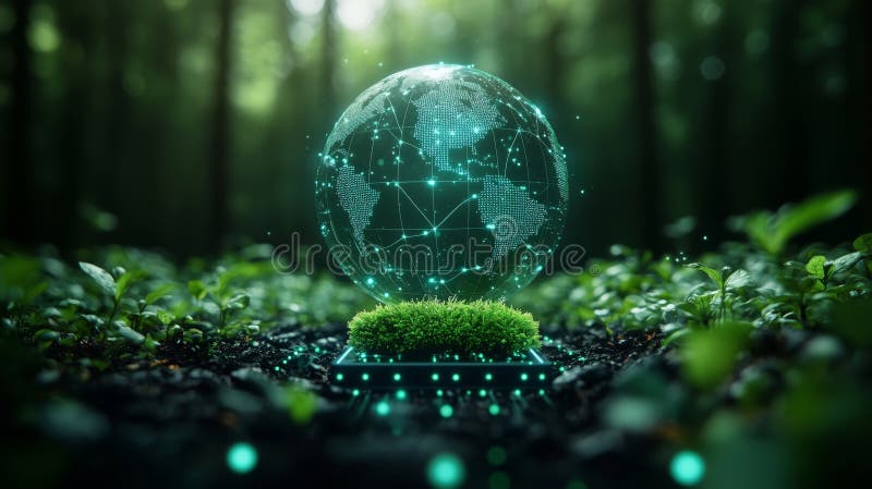 Digital Globe Connection in Green Environment Stock Photo - Image of ...