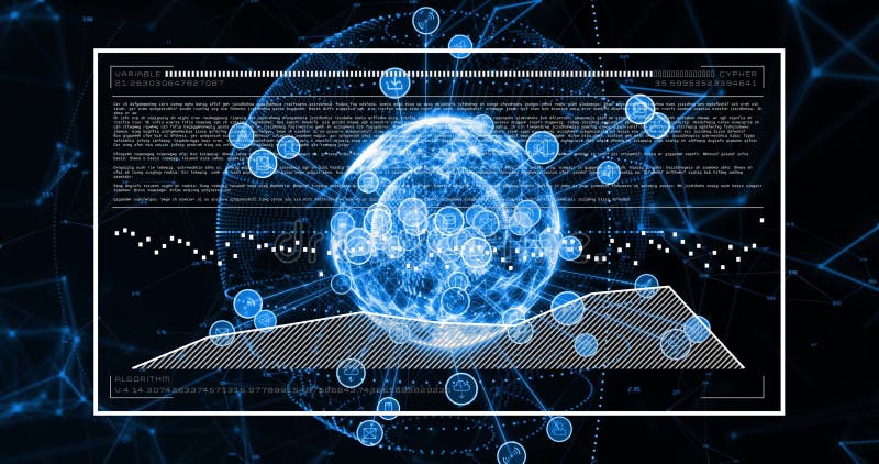 Digital Globe With Data Points And Binary Coding Global Network Image