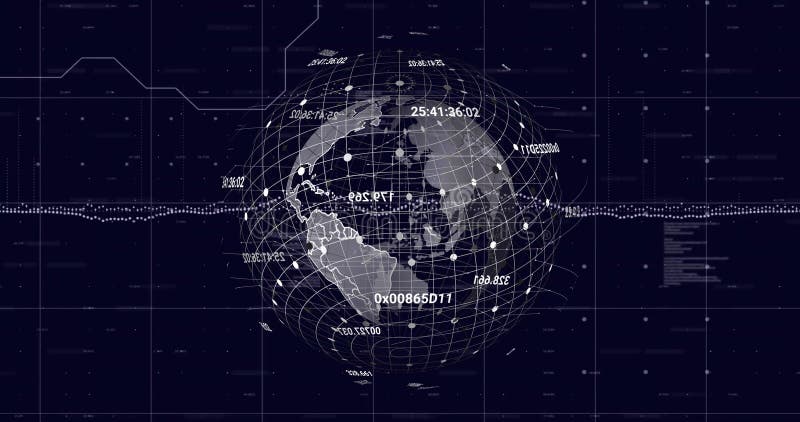 Digital Globe With Data Points And Coding Image Over Dark Background Stock Image Image Of