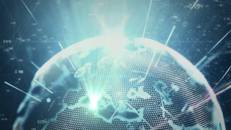 Digital Globe with Data Points and Light Beams, Global Network Animation Stock Footage - Video ...