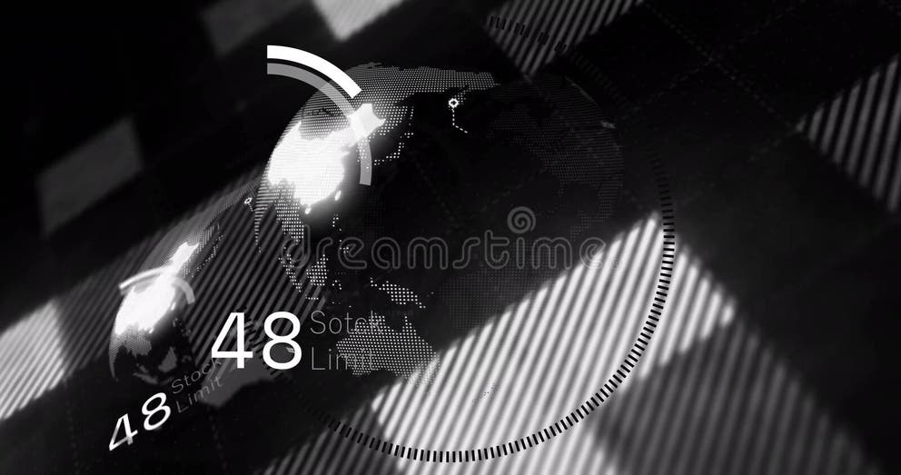 Digital Globe with Data Processing and 48 Text Over Dark Background ...