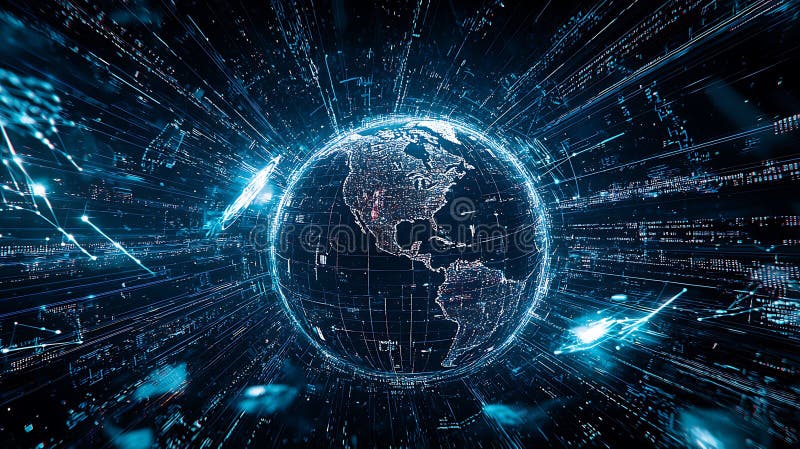 Digital Globe with Data Streams, Technology Illustration Stock Image ... Digital Globe with Data Streams, Technology Illustration Stock Image ...