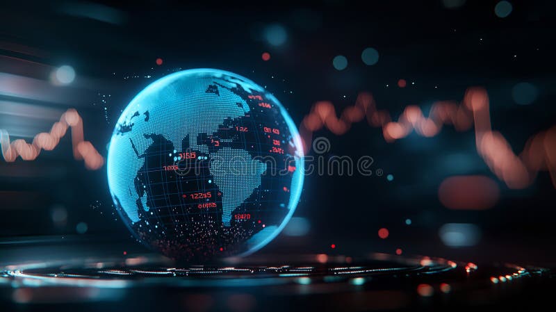 Digital Globe with Data Visualization Showcasing Global Trends and ...