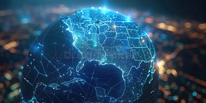 Digital Globe with Data Visualizations and Connections. Futuristic ...