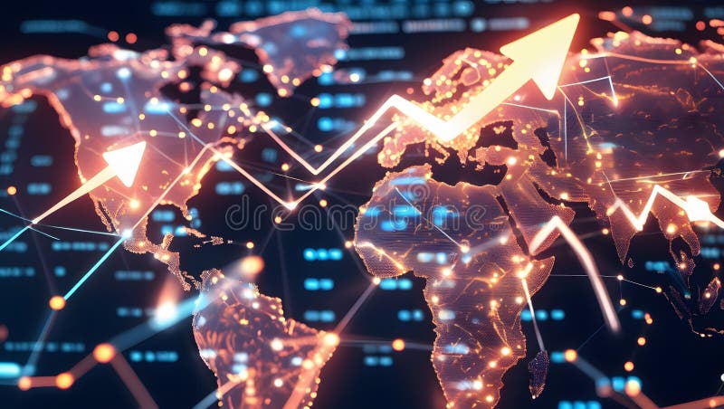 Digital Globe Display with Positive Growth Arrows Holographic Globe ...