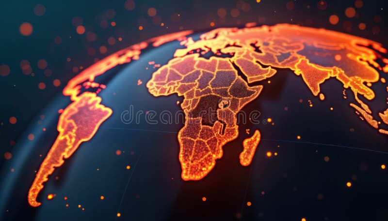 Digital Globe Displays Global Connectivity. AI Powered Tech Map ...