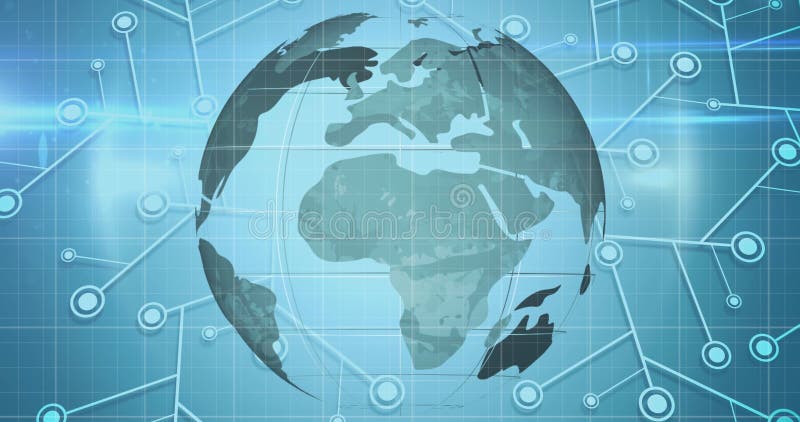 A Digital Globe Displays Interconnected Networks on a Blue Background ... A Digital Globe Displays Interconnected Networks on a Blue Background ...