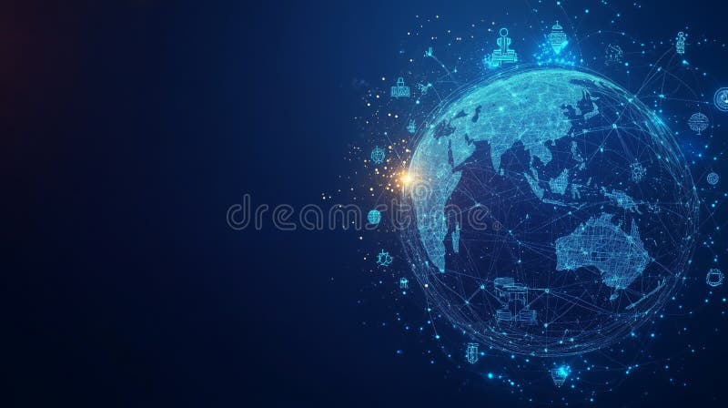 A Digital Globe Displays Interconnected Technology Trends and Global ...