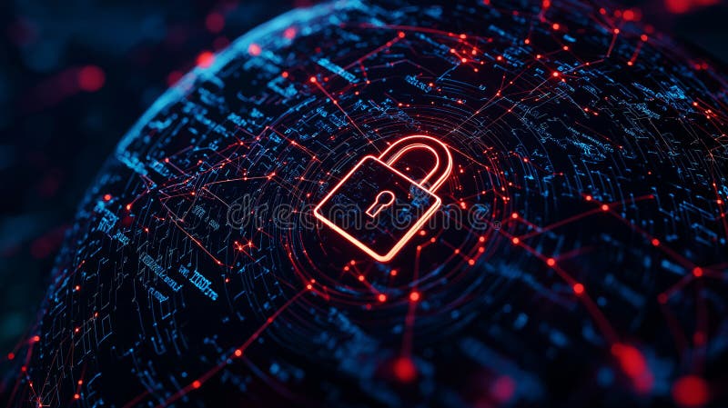 Digital Globe Featuring Cybersecurity Symbols, Including Glowing ...
