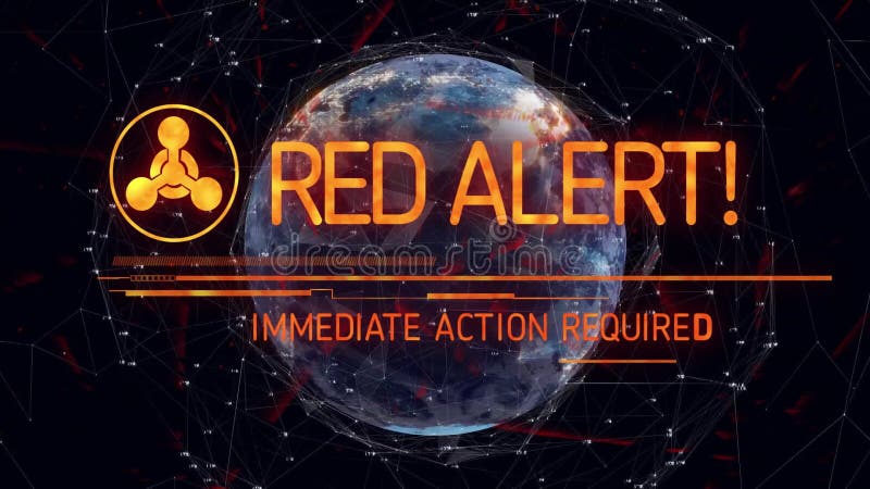 Digital Globe Featuring Red Alert Text and Hazard Icon Connecting ...