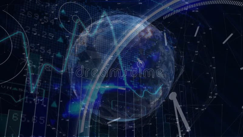 Digital Globe with Financial Graphs and Data Processing Animation Overlay Stock Footage - Video ...