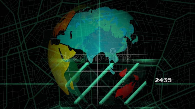 Digital Globe Floating in Holographic Display, Showing Continents with ...