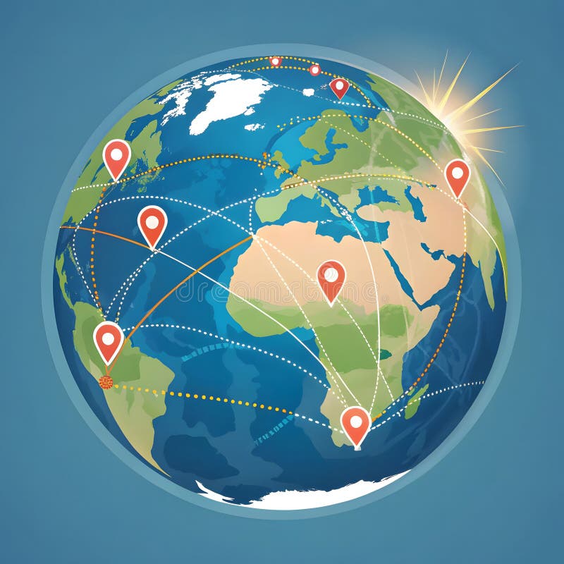 Digital Globe with Floating Map Pins and Glowing Network Lines Stock ... Digital Globe with Floating Map Pins and Glowing Network Lines Stock ...